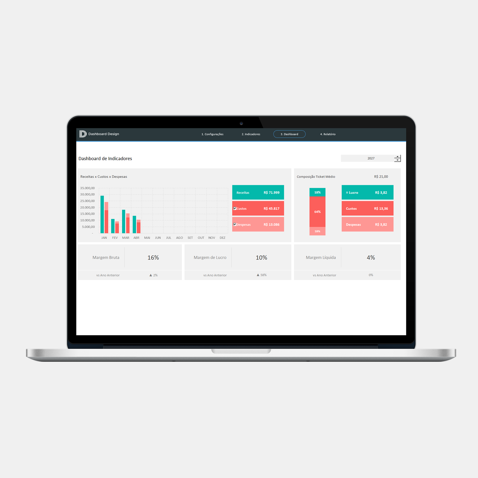 Planilha Excel de Contas a Receber - Dashboard Design
